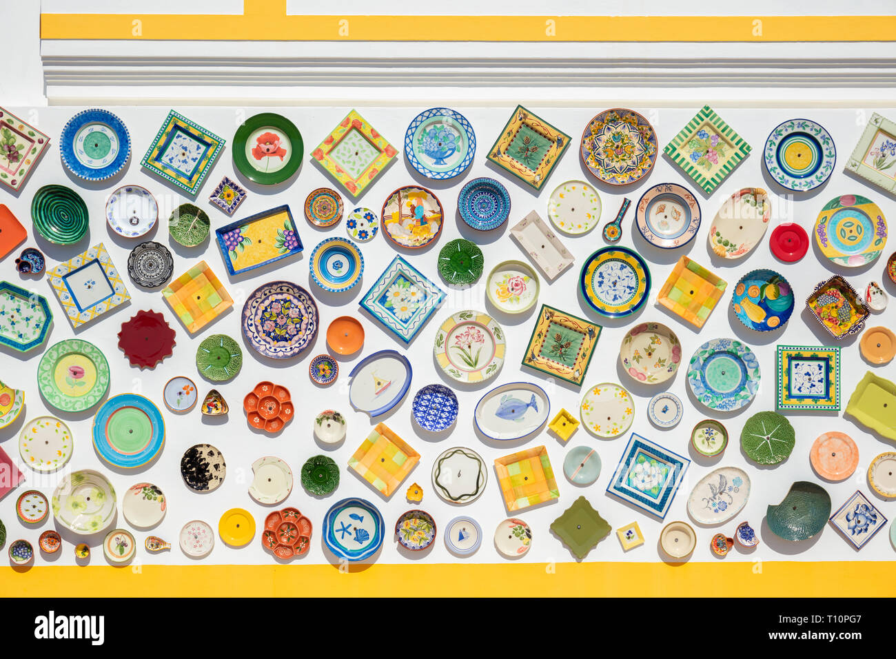 Portugal Pottery Portuguese Traditional Pottery plates on an outside ...