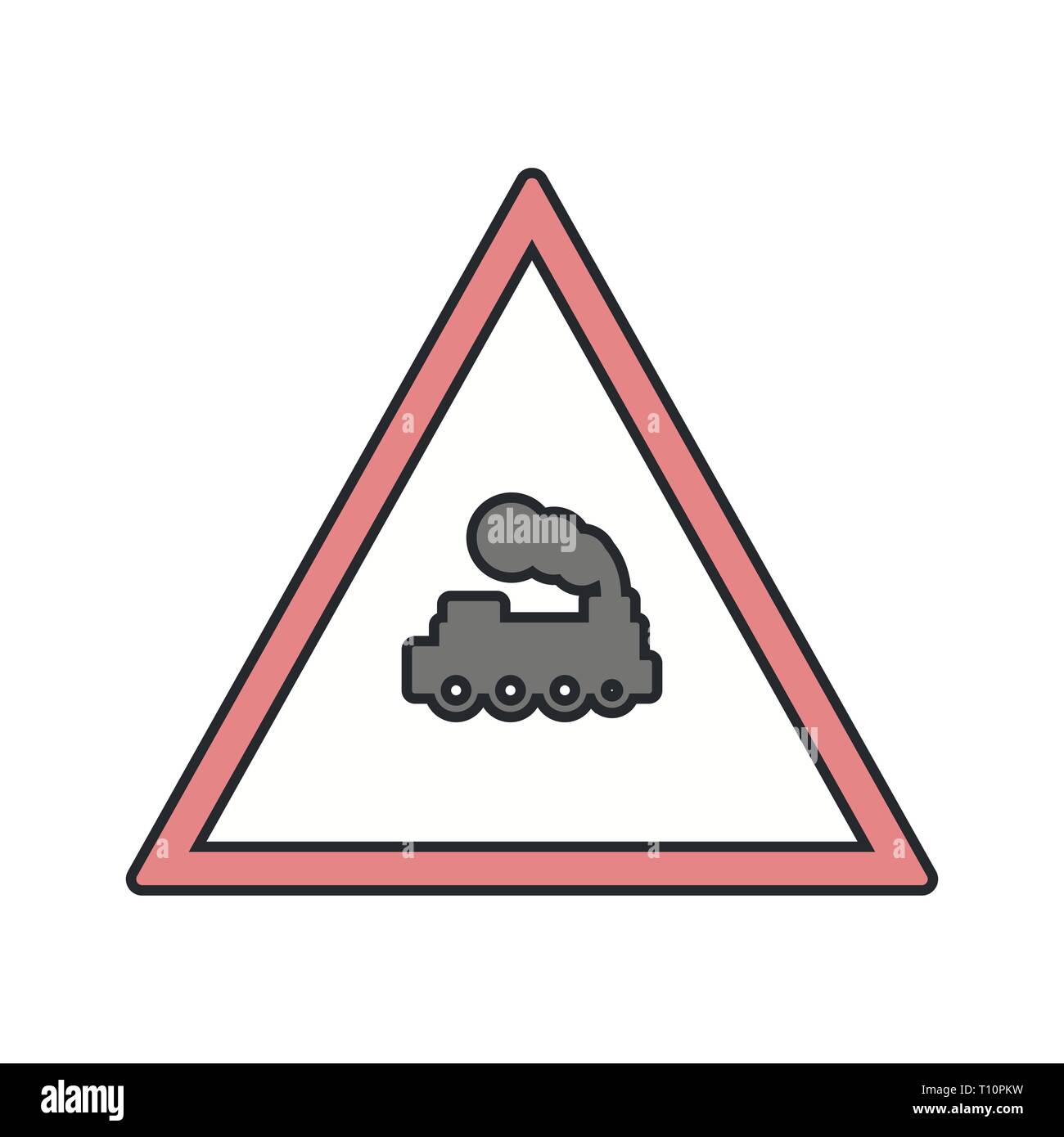 Illustration Level crossing Train Road Sign Icon Stock Photo - Alamy