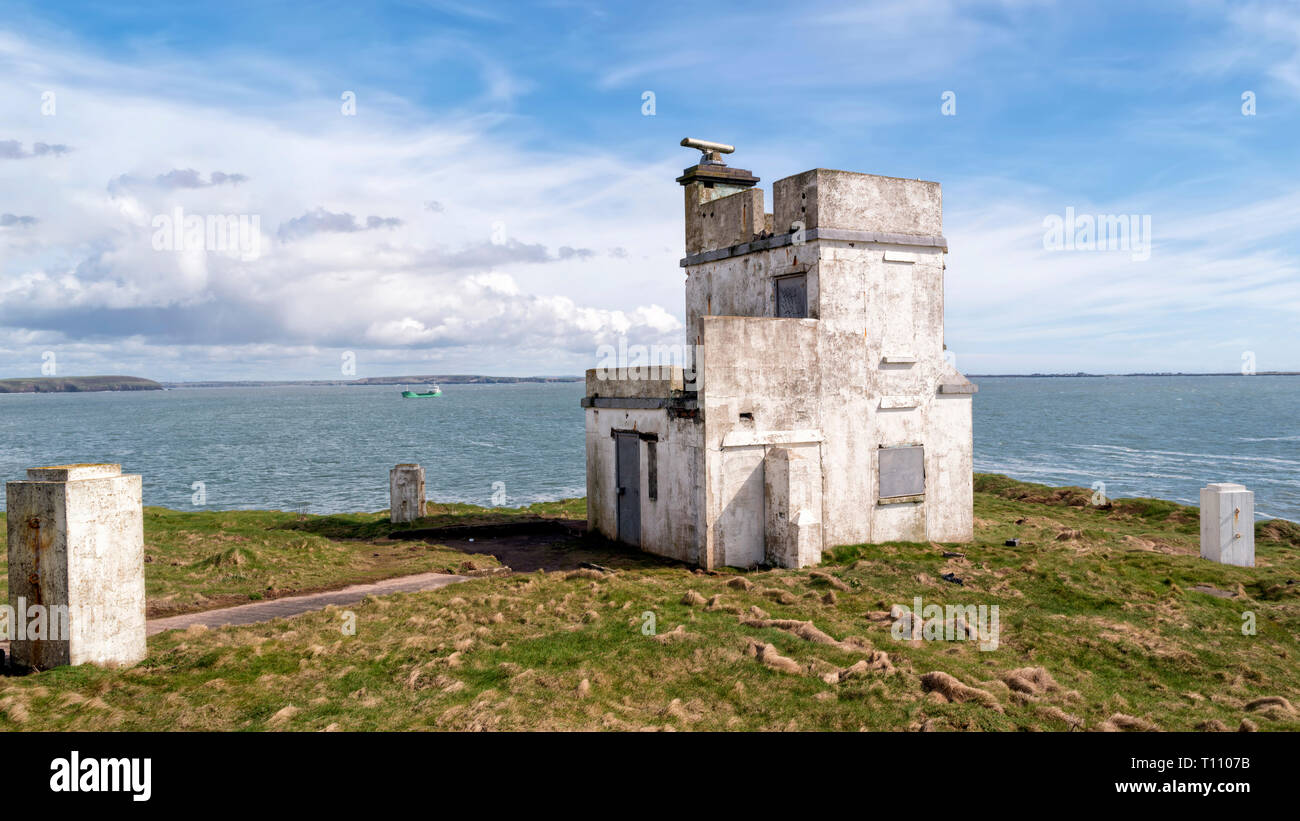 Signal tower on Dunmore East cliffs in Suir River estuary.Co.Waterford ...