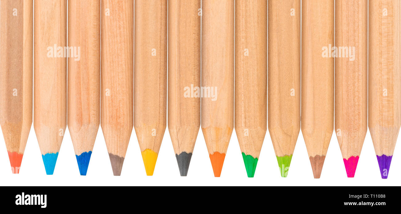 assorted color pencils, isolated on white background Stock Photo - Alamy