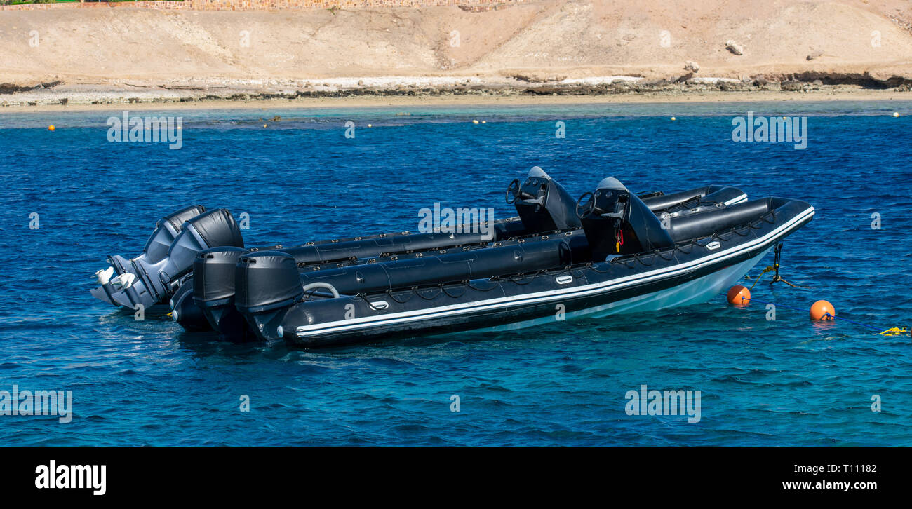 Rigid inflatable boats, RIB boats, diving boats in the red sea Stock ...
