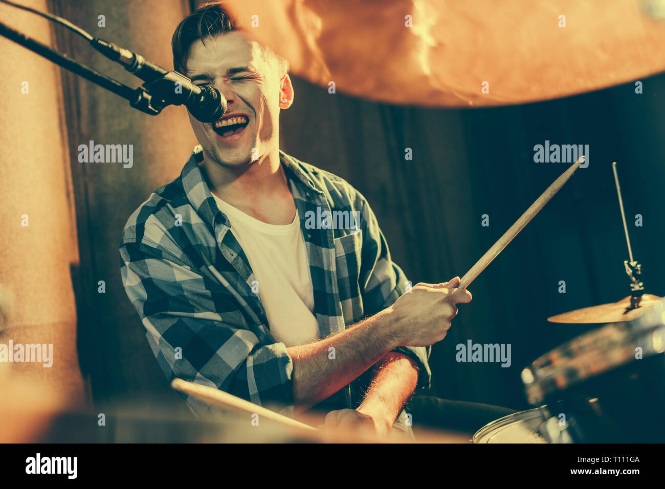 Selective focus handsome drummer hi-res stock photography and images ...