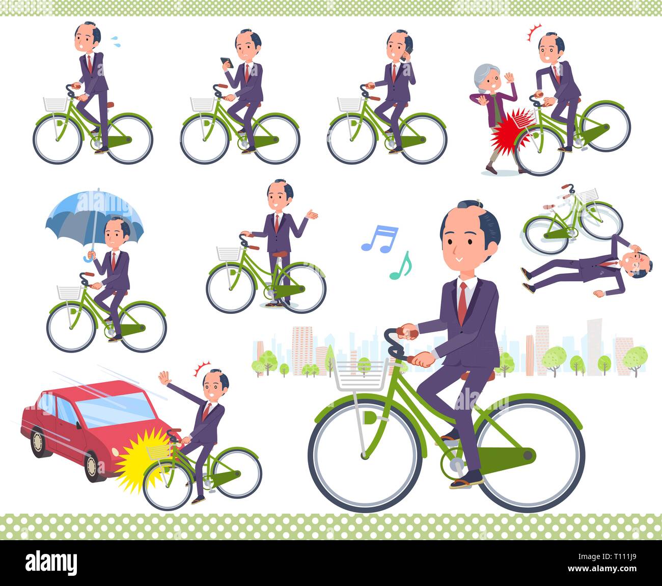 A set of japanese samurai businessman riding a city cycle.There are ...