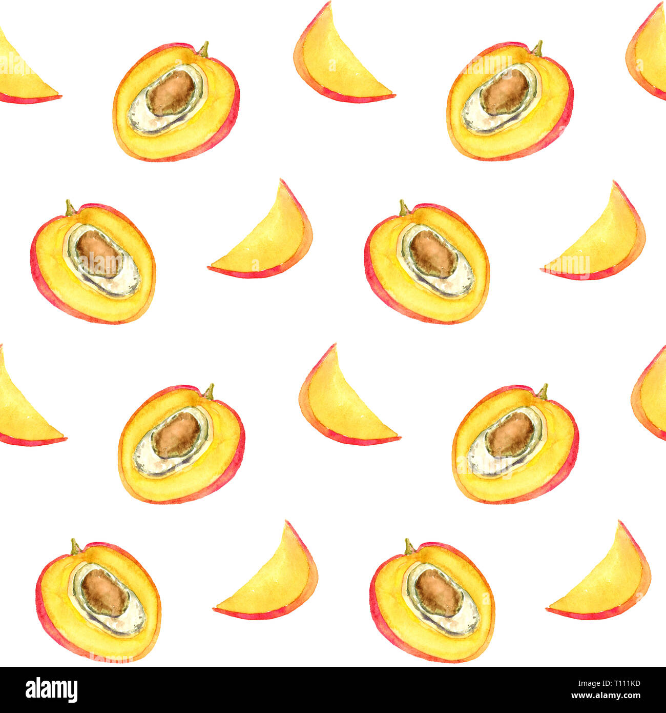 Mango cut slices, seamless pattern design, hand painted watercolor ...