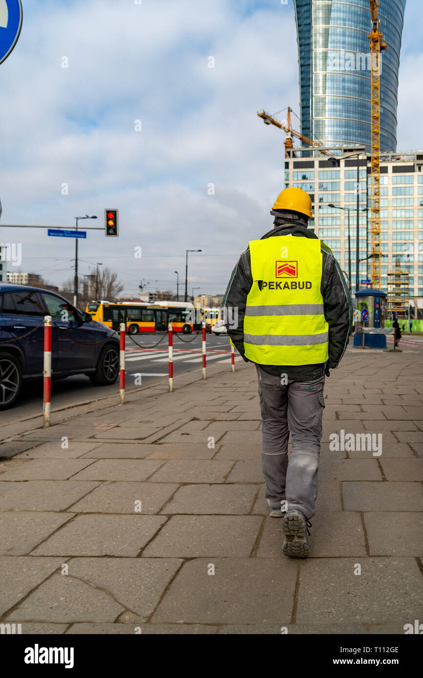 The builder goes to construction along the road. Builder near the ...