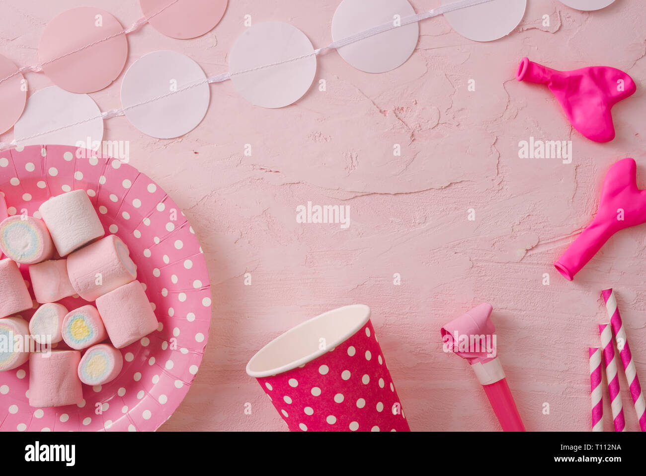 Birthday party background with party hats and birthday gifts Stock ...