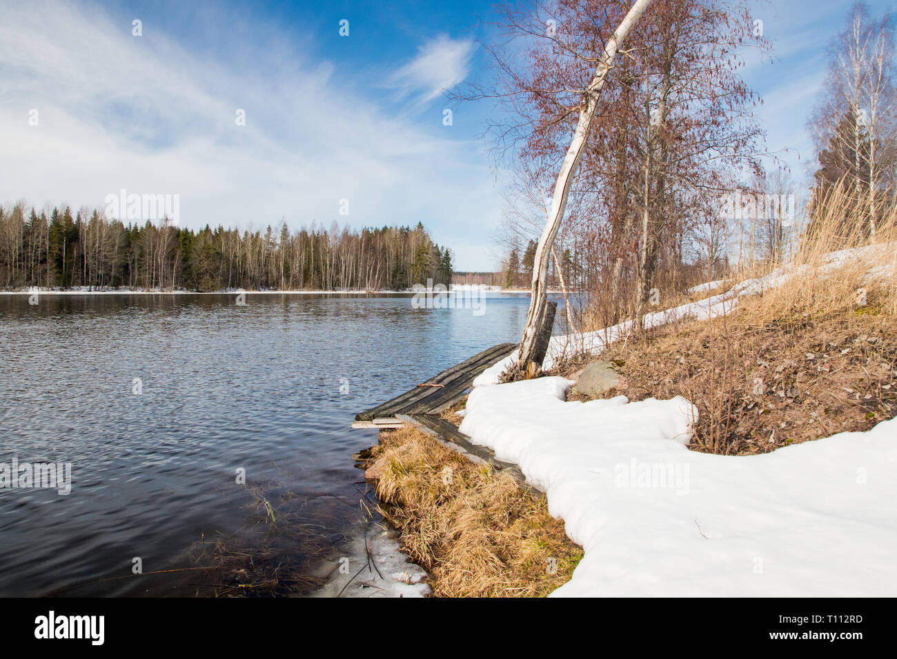Spring landscape on the river Kymijoki, Kouvola, Finland Stock Photo ...