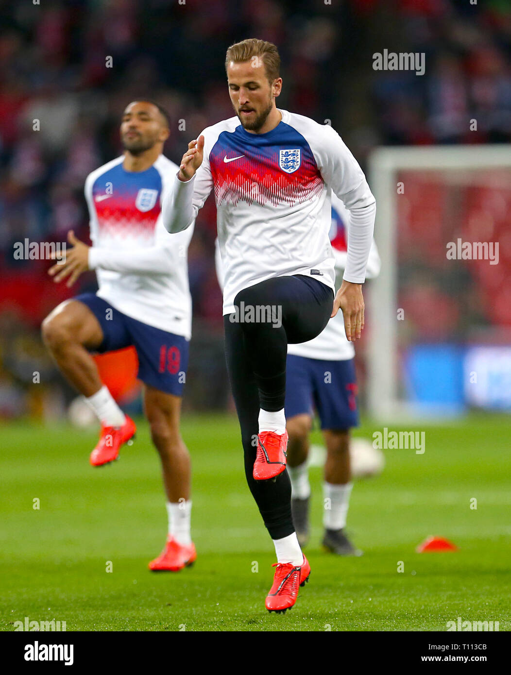 England's Harry Kane warms up ahead of the UEFA Euro 2020 Qualifying ...