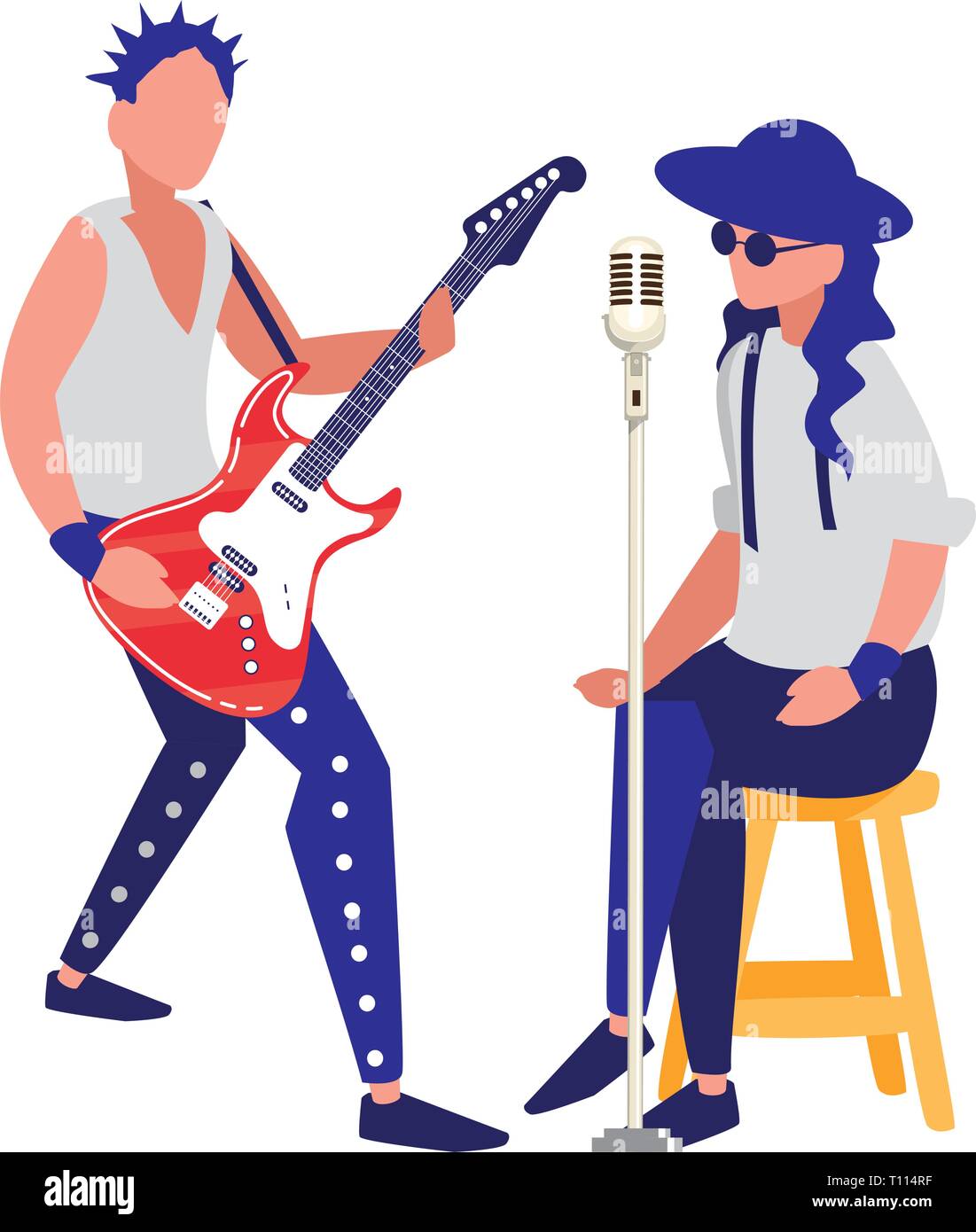 singer and musician couple characters vector illustration design Stock ...