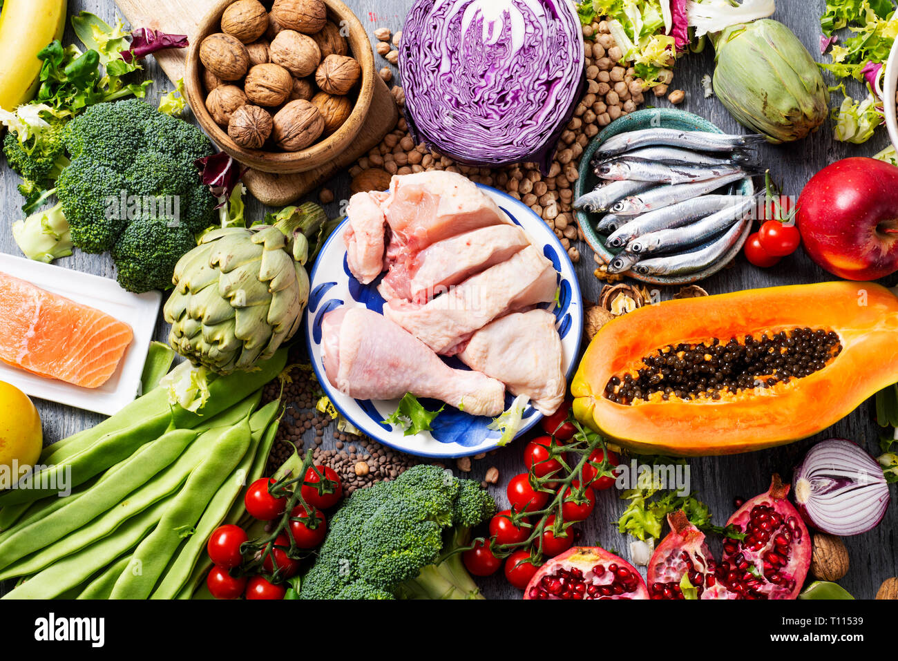 Legumes, nuts, vegetables and fruits hi-res stock photography and ...