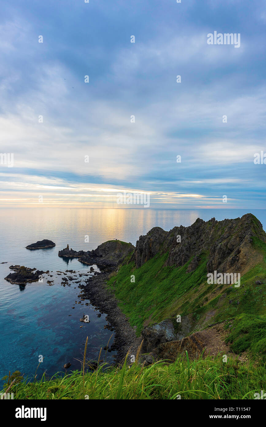 Sunset and cape view of Rebun-island,Japan in summer Stock Photo - Alamy