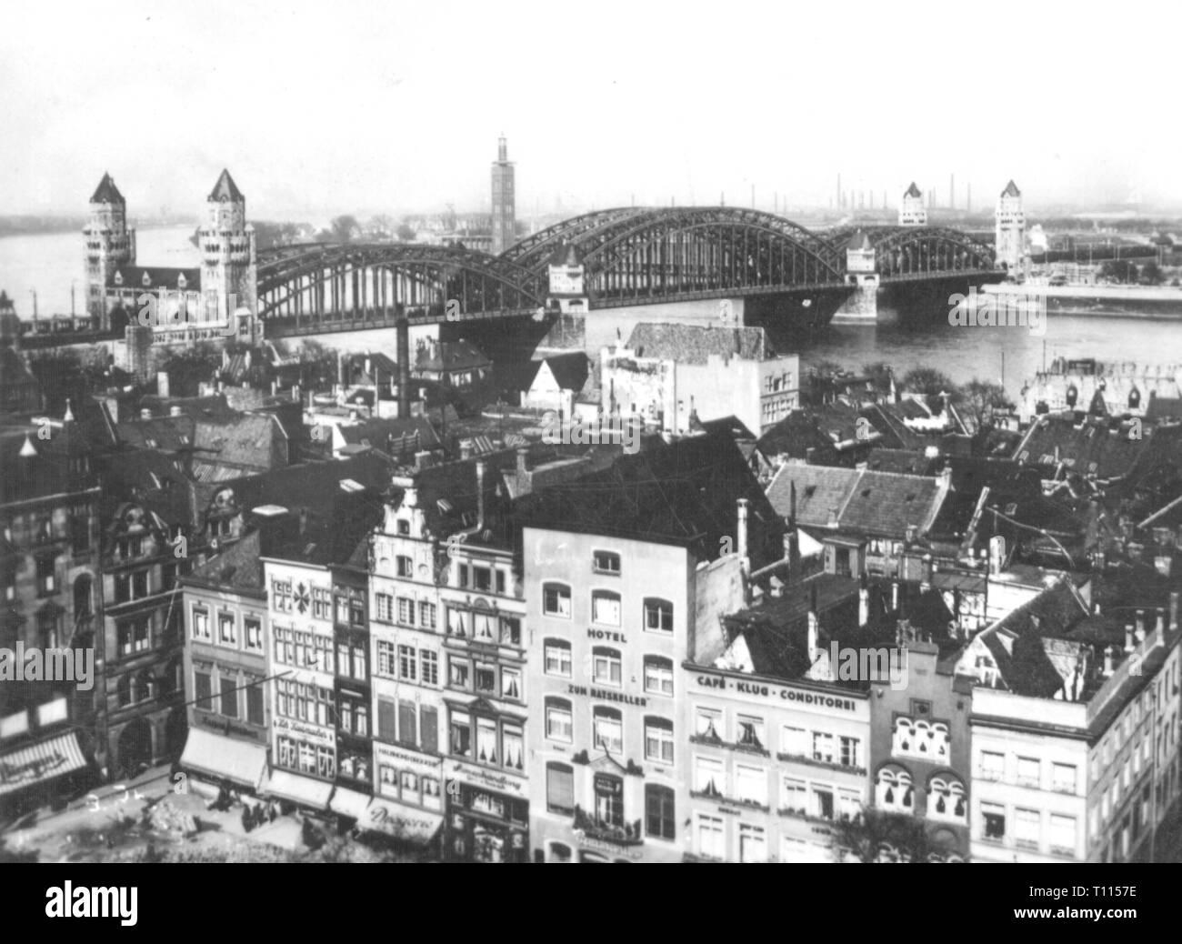 Cologne city rhine river hohenzollern Black and White Stock Photos ...