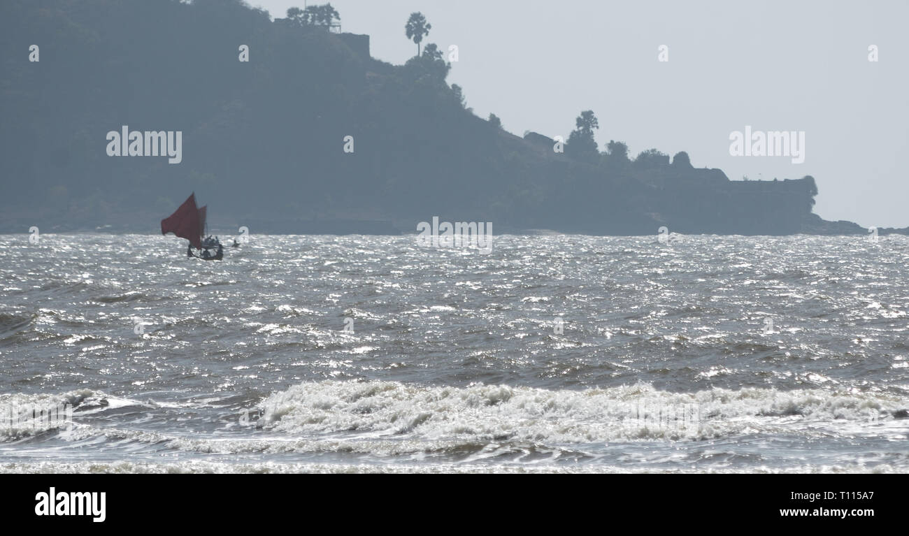 Red sailing boat in arabian sea near fort hi-res stock photography and ...