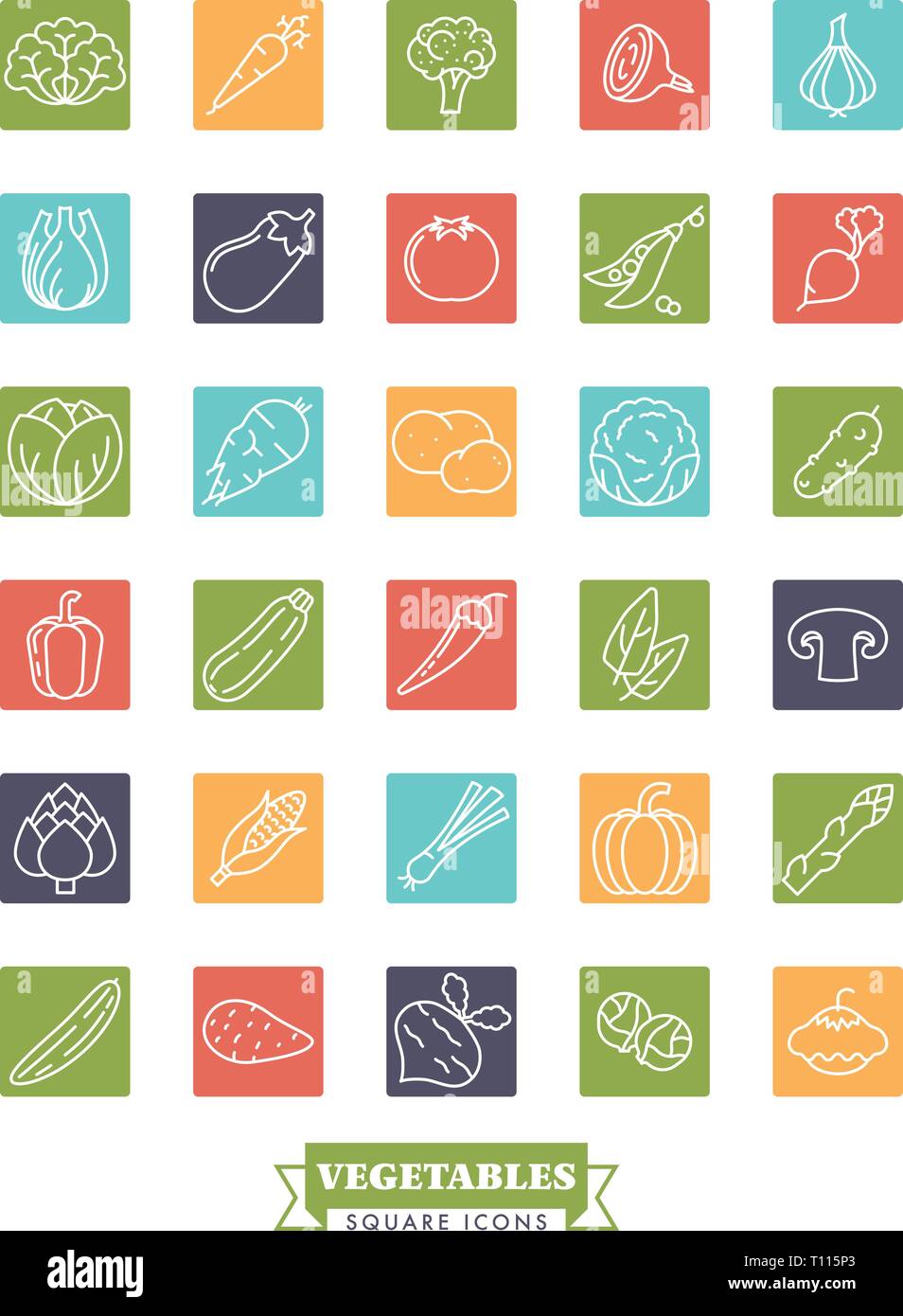 Collection of square vegetables line icons vector illustration Stock ... Collection of square vegetables line icons vector illustration Stock ...