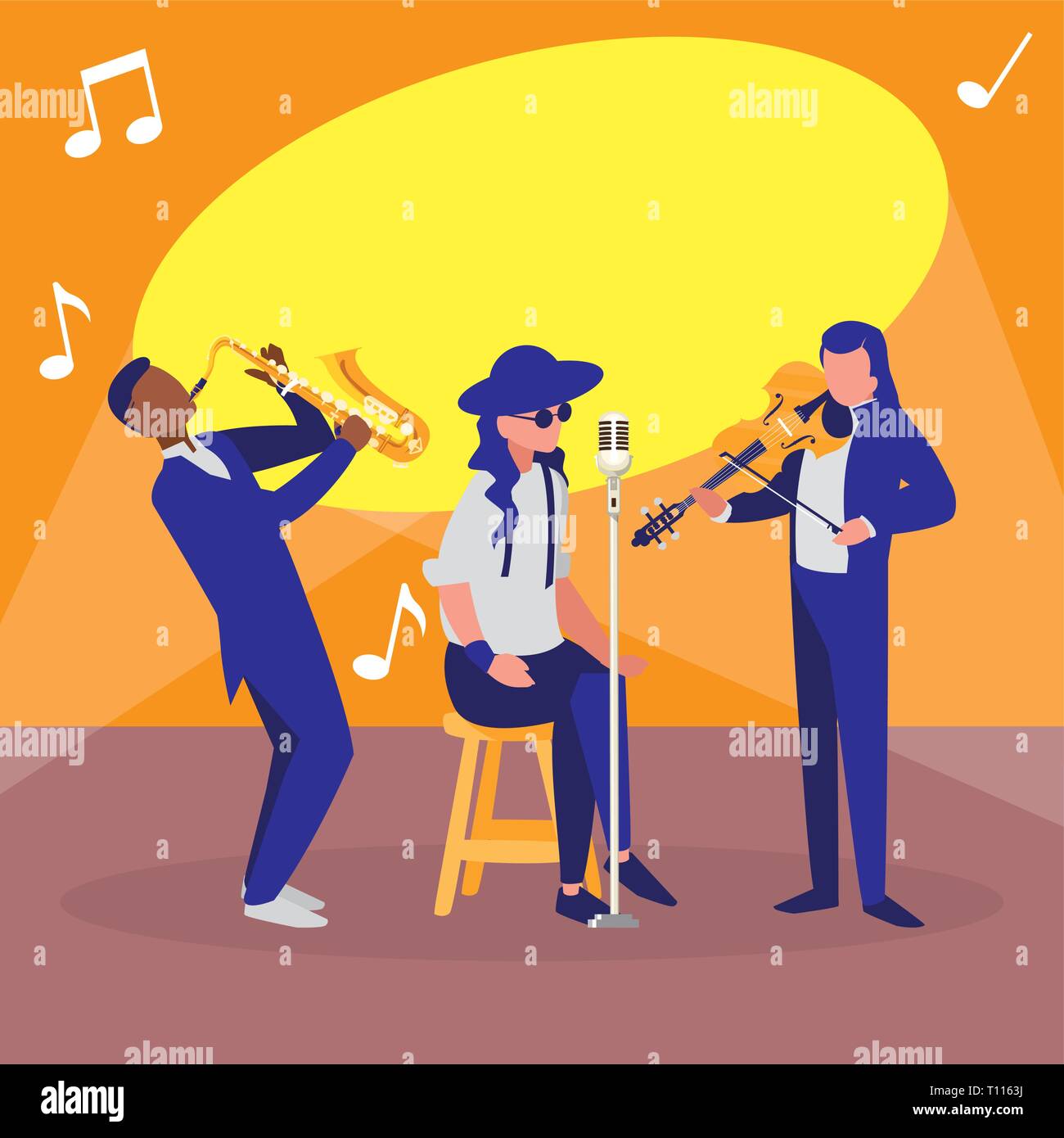 singer and musicians band characters vector illustration design Stock ...