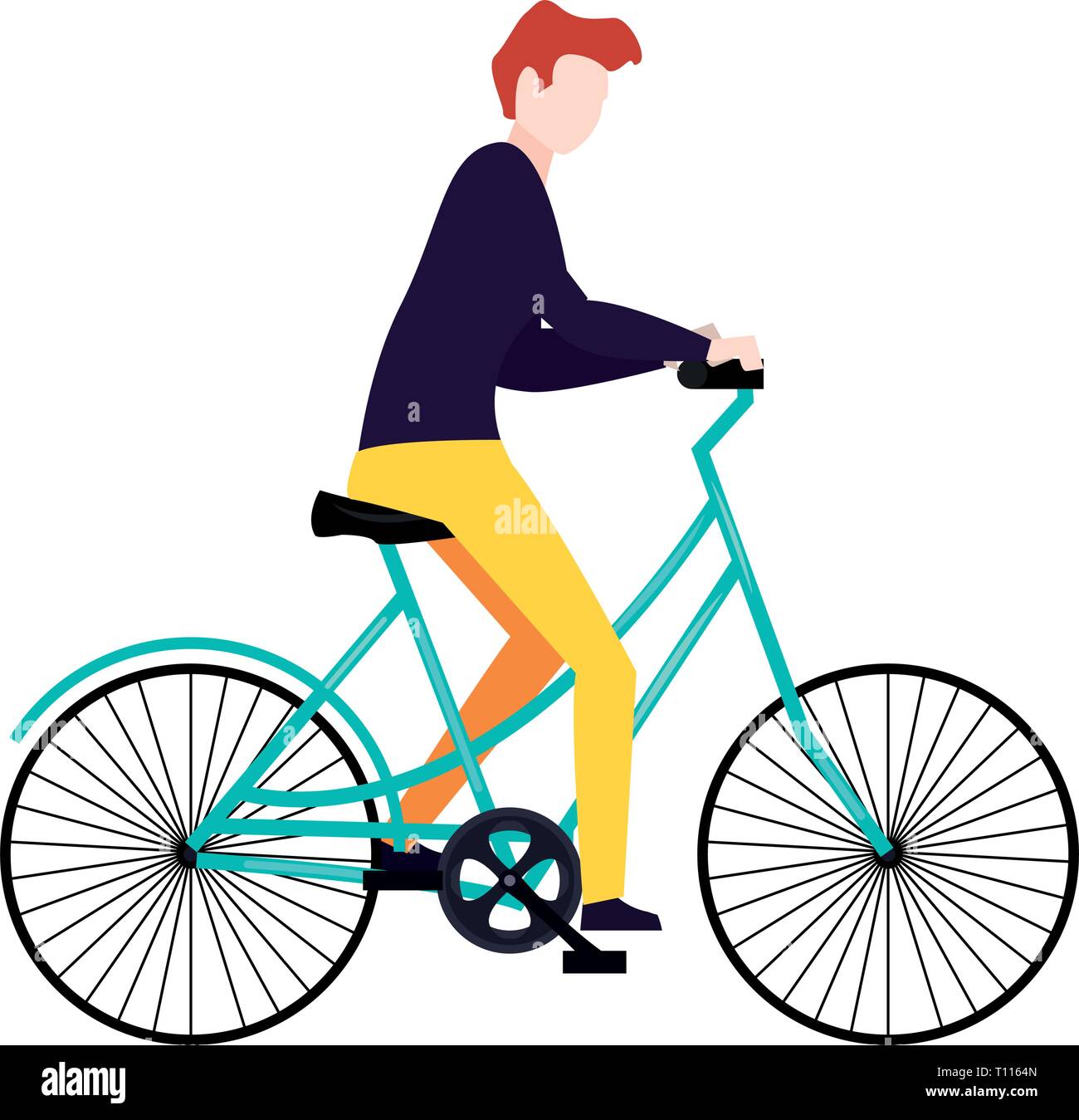 man riding bicycle on white background vector illustration Stock Vector ...