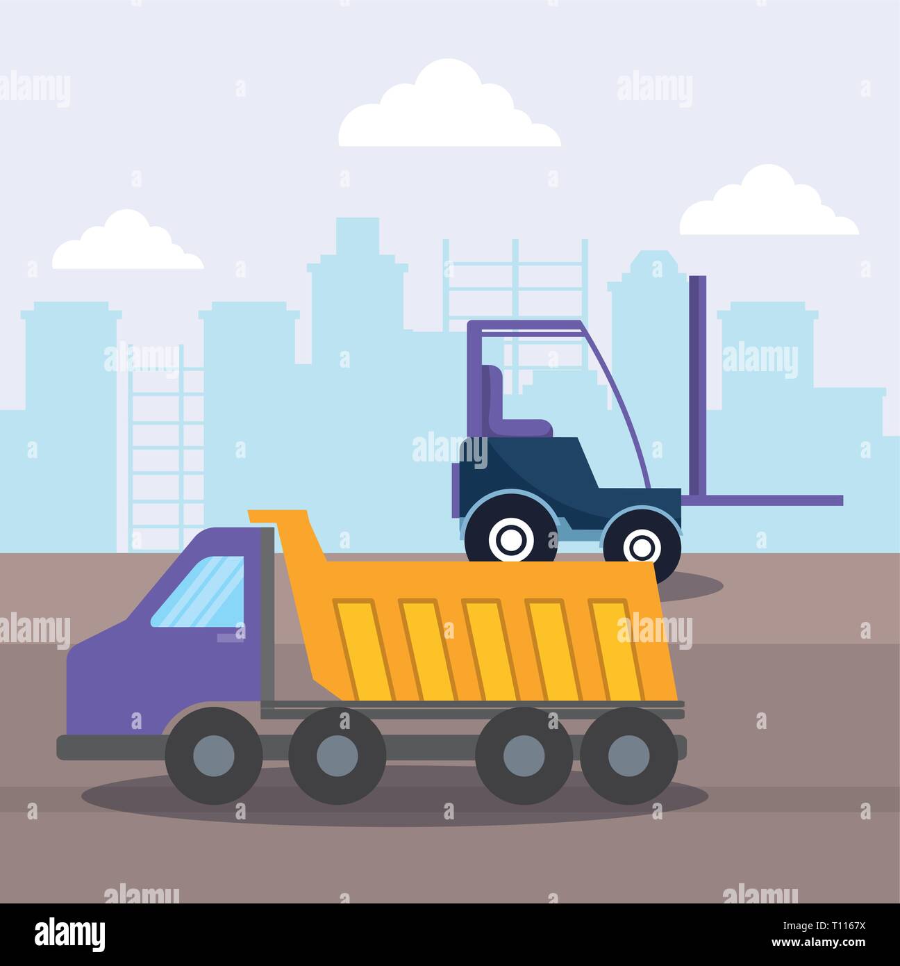 Caution heavy vehicles Stock Vector Images - Alamy