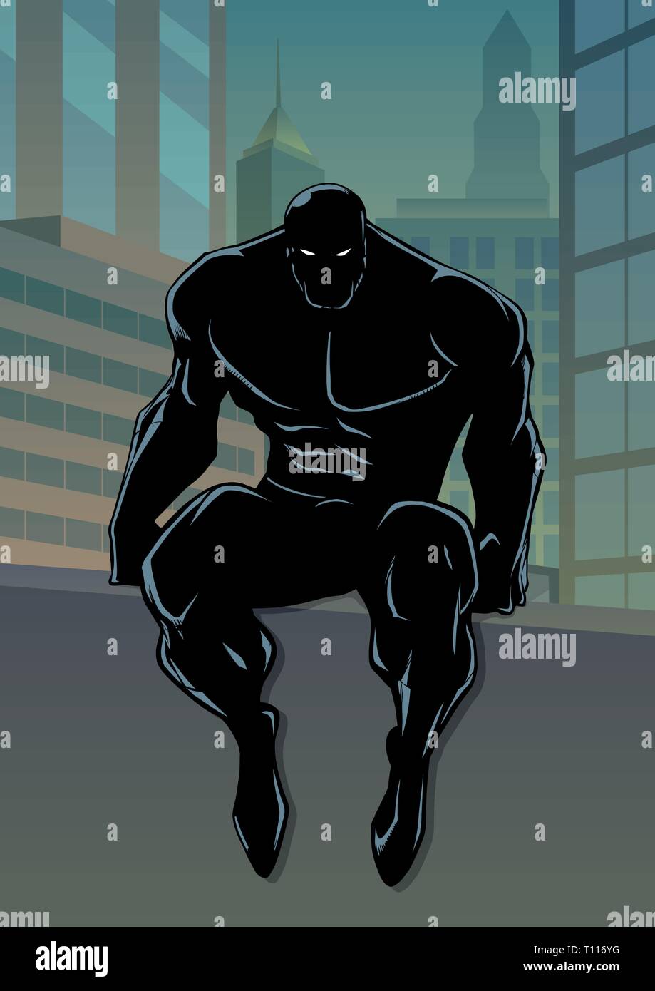 Superhero Sitting on Wall No Cape Silhouette Stock Vector Image & Art ...