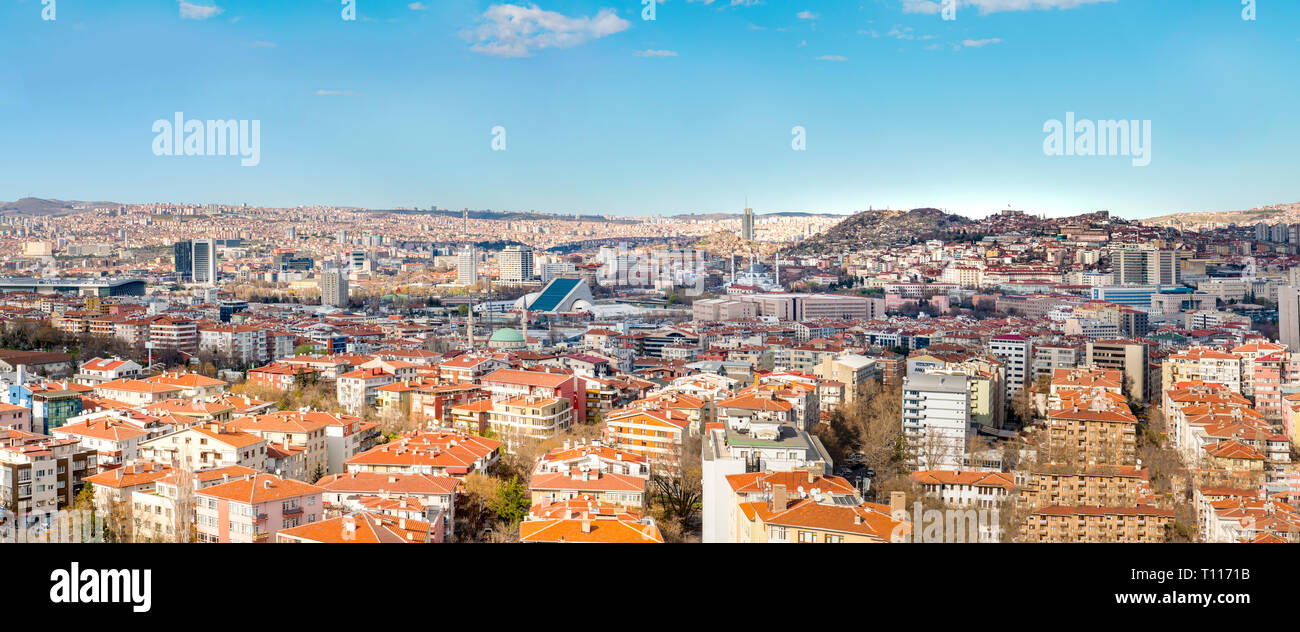 Ankara/Turkey-March 20 2019: Panoramic Ankara view and Ankara Castle in ...
