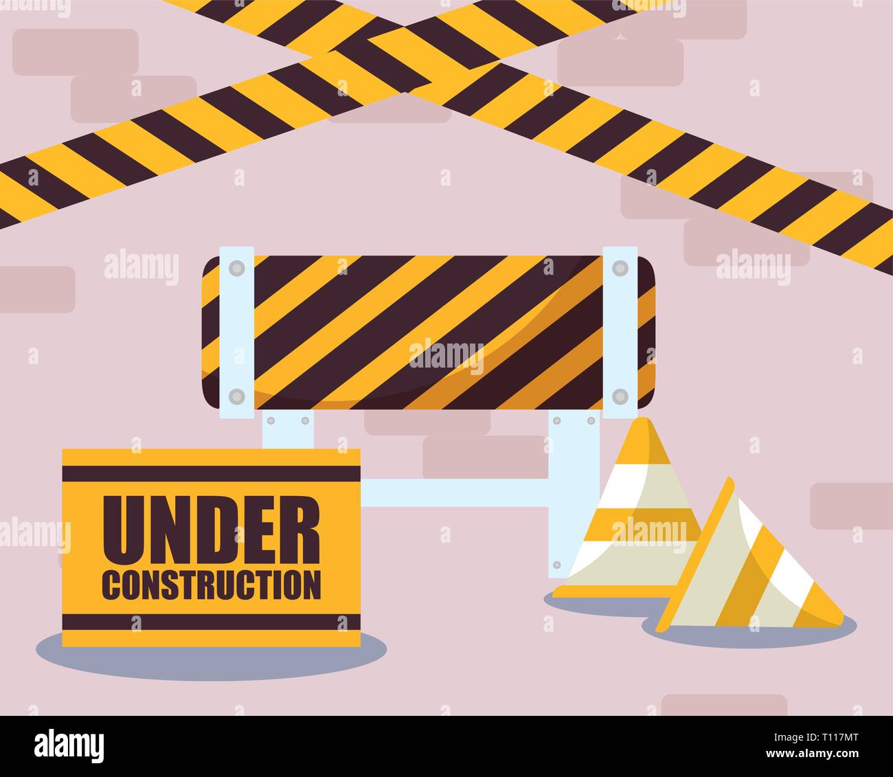 under construction label with cones vector illustration design Stock ...