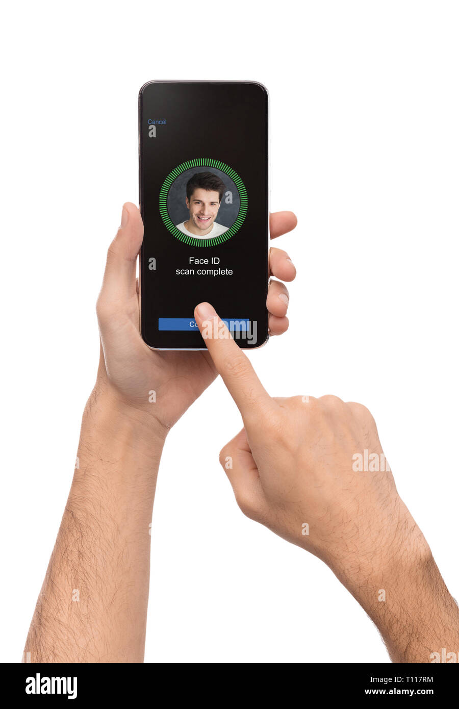 Face Identification with software scanning face on smartphone Stock ...