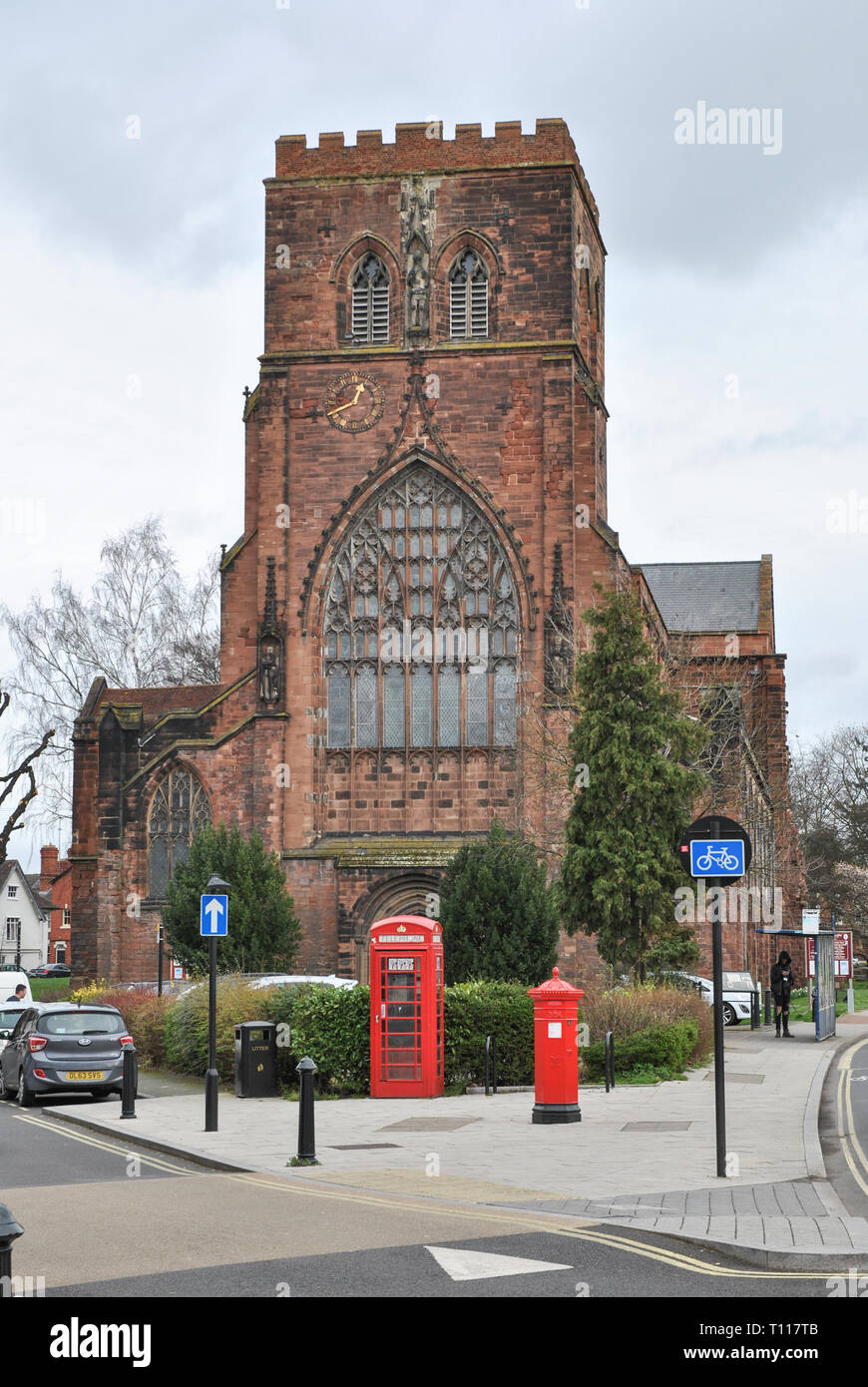 The Abbey at Abbey Forgate in Shrewsbury showing traditional red ...