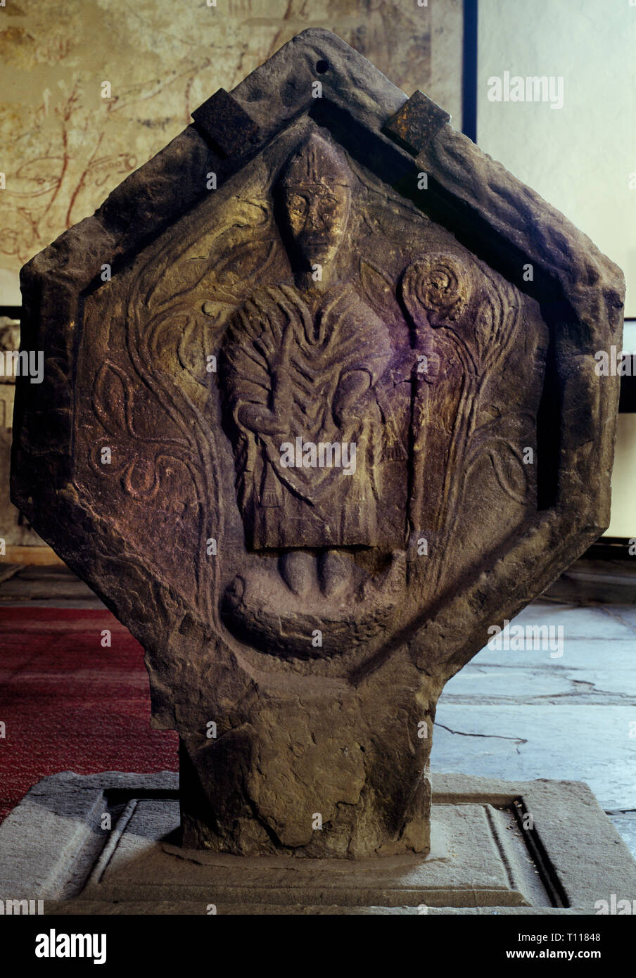 Llanynys church, Denbighshire, Wales, UK: hexagonal sepulchral stone ...