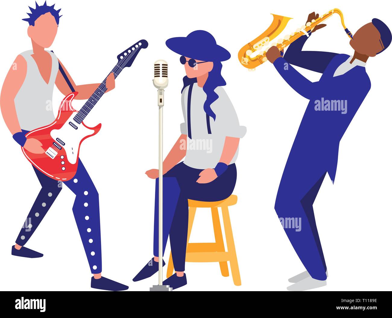 singer and musicians band characters vector illustration design Stock ...