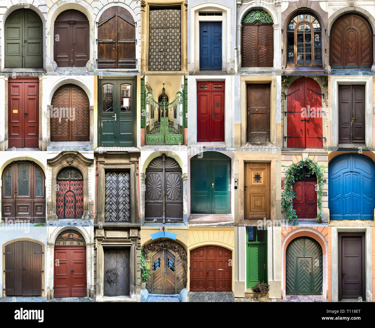 Colourful front doors composition Stock Photo - Alamy