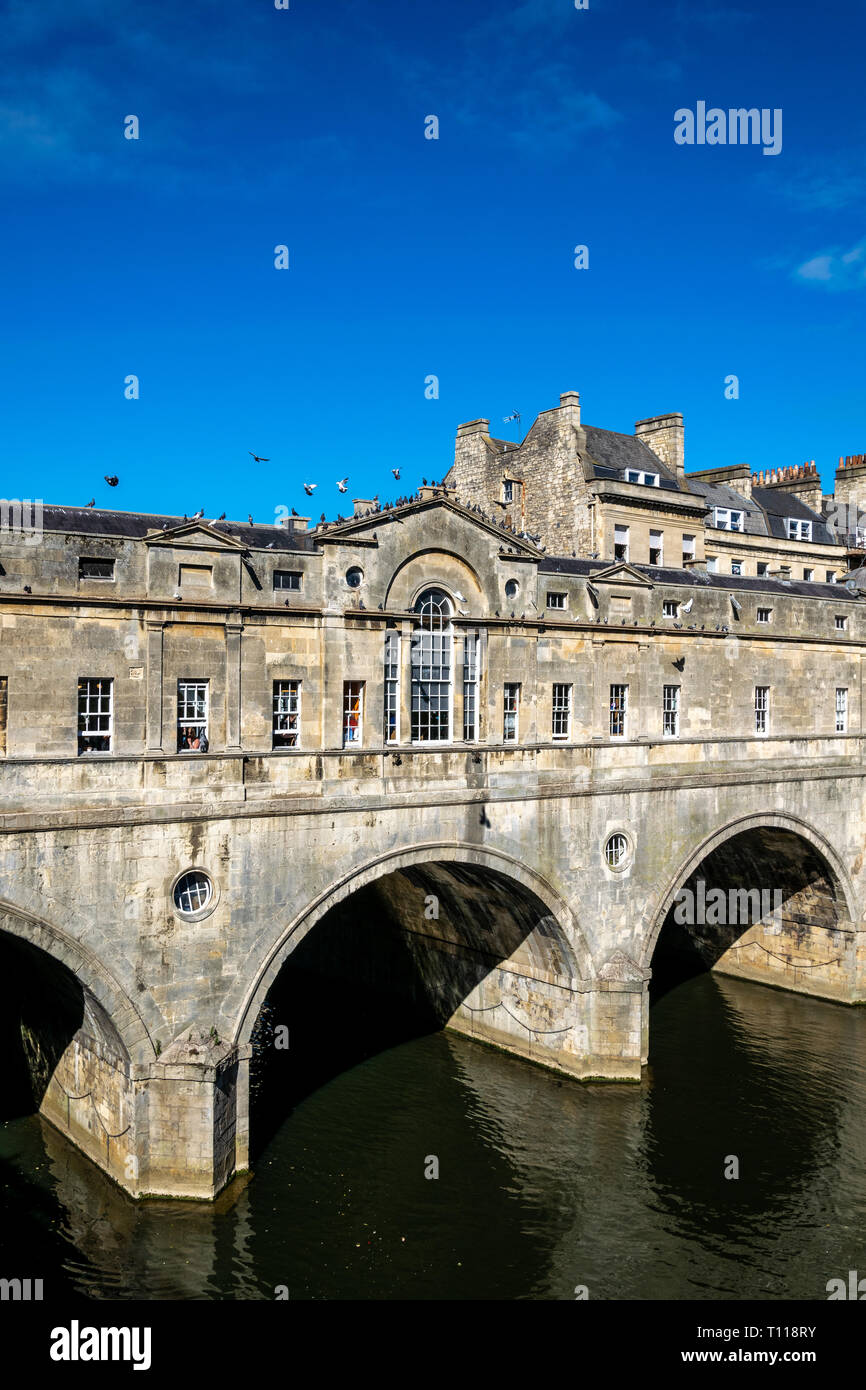 Pulteney Bridge across the River Avon in Bath, designed by Robert Adam ...