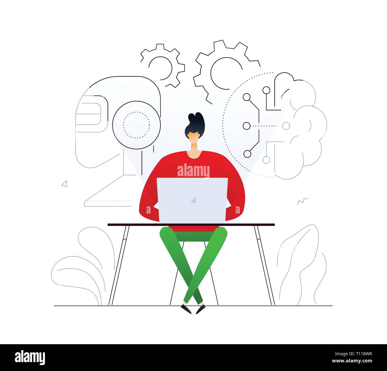 Artificial intelligence - flat design style colorful illustration on ...