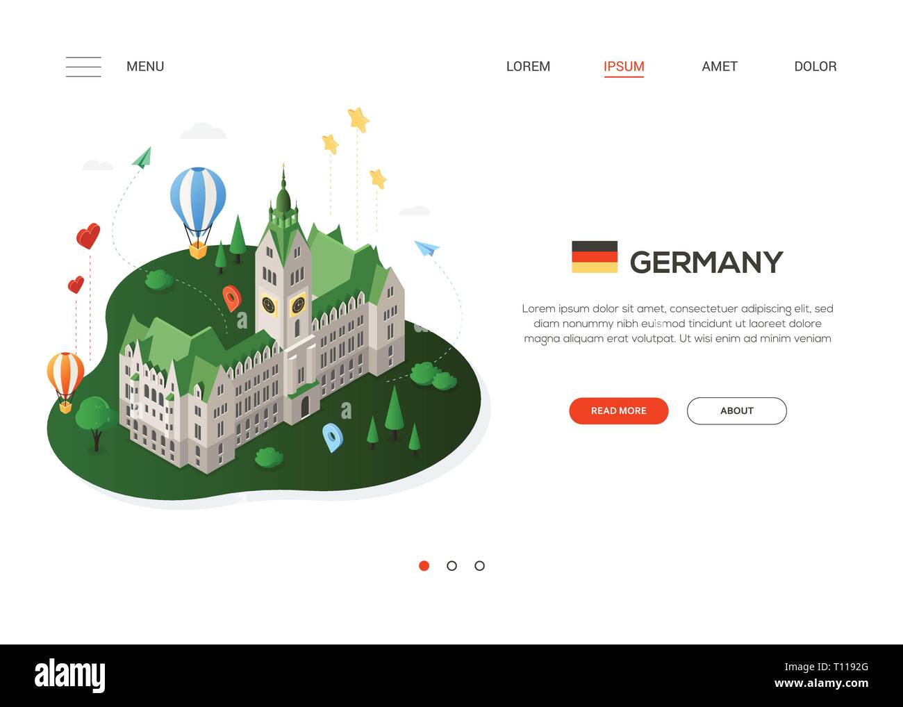 Visit Germany - modern colorful isometric web banner with copy space ...