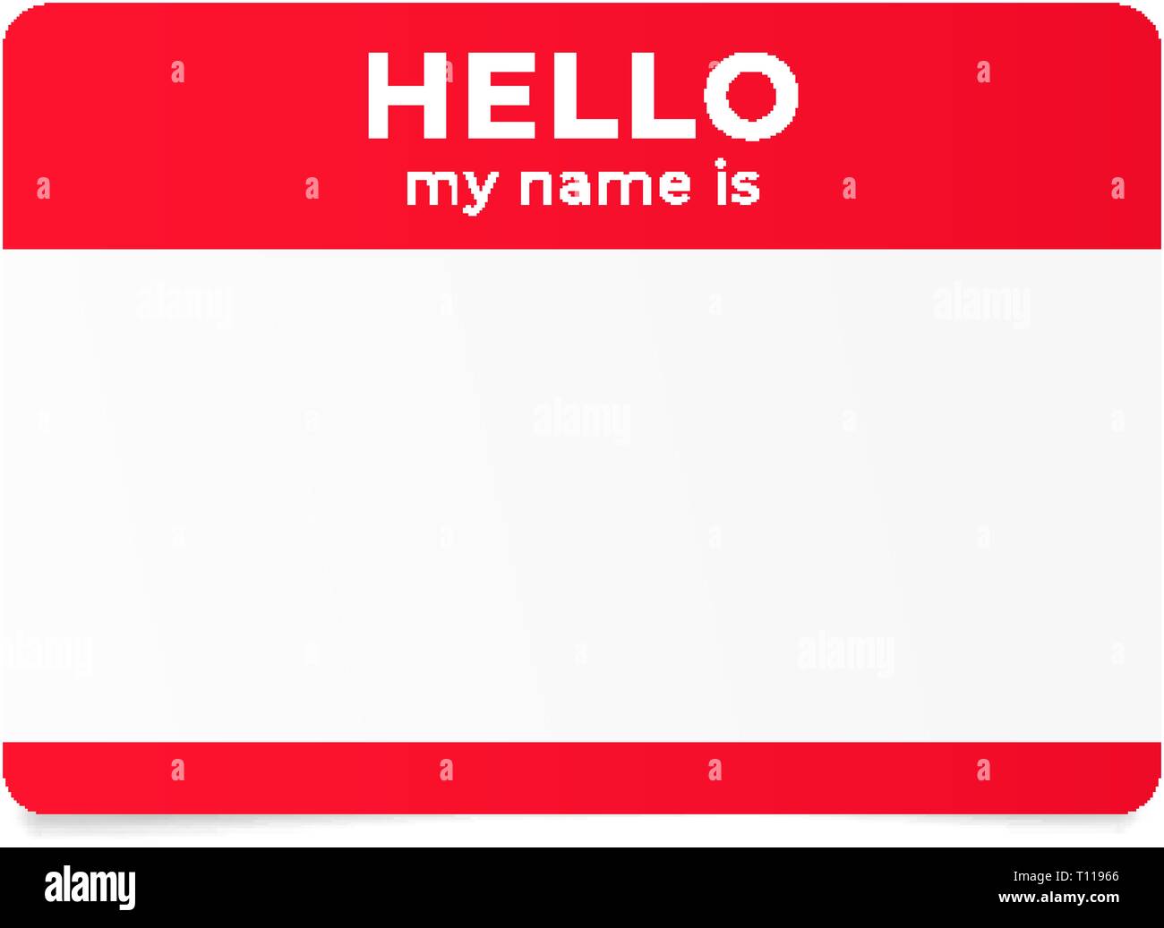 Red name tag. Hello my name is - label Stock Vector Image & Art - Alamy