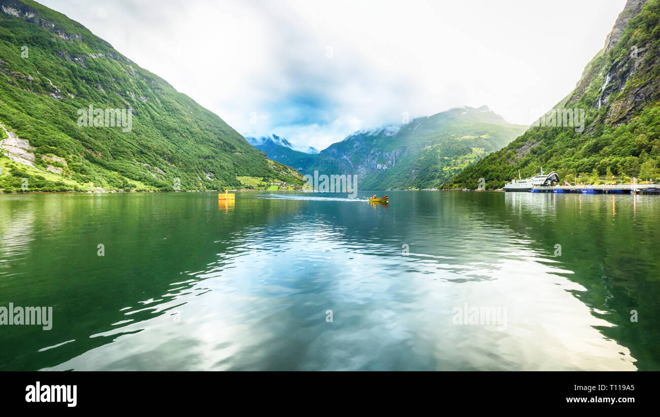 UNESCO-protected geiranger fjord in Norway, surrounded with majestic ...