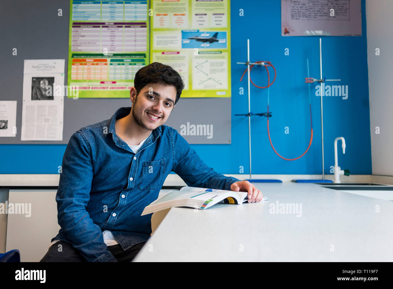 a male student in the science lab Stock Photo - Alamy