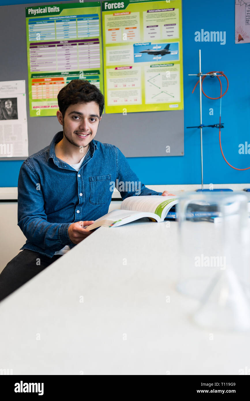 a male student in the science lab Stock Photo - Alamy