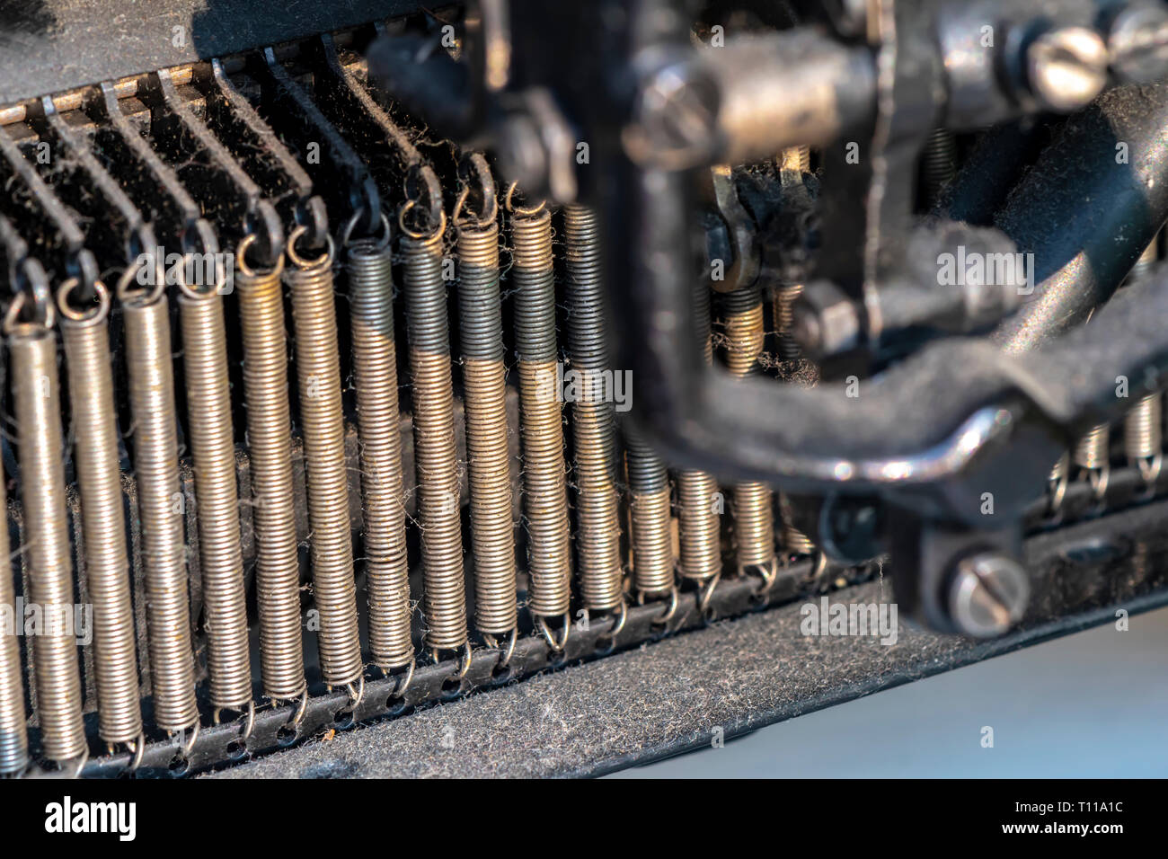 Detail of a historic dusty mechanical typewriter made in Germany during ...