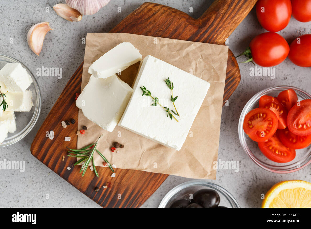 Homemade greek cheese concept Stock Photo - Alamy