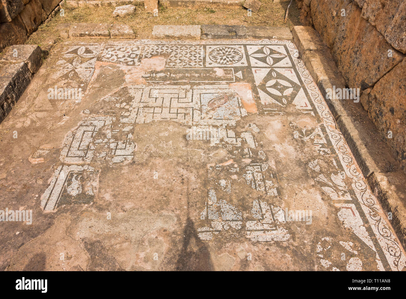 Floor decorated with mosaic ceramic tiles, architectural detail from ...