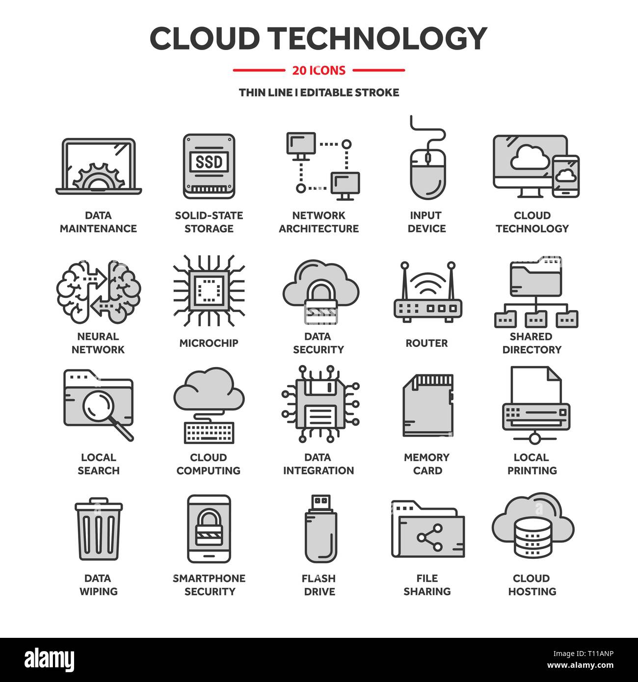Cloud computing. Internet technology. Online services. Data ...