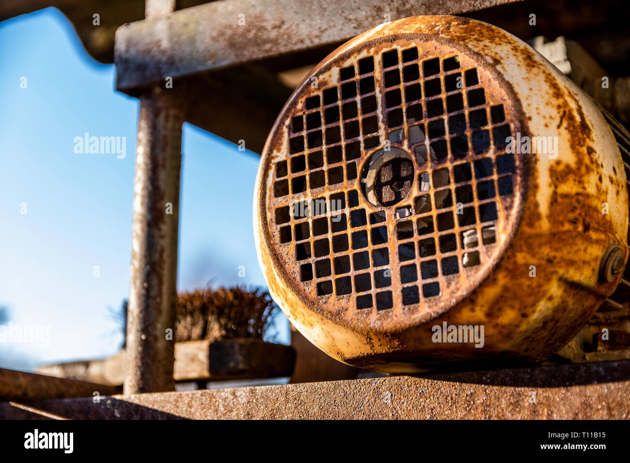 Old rusty industrial equipment isolated Stock Photo - Alamy