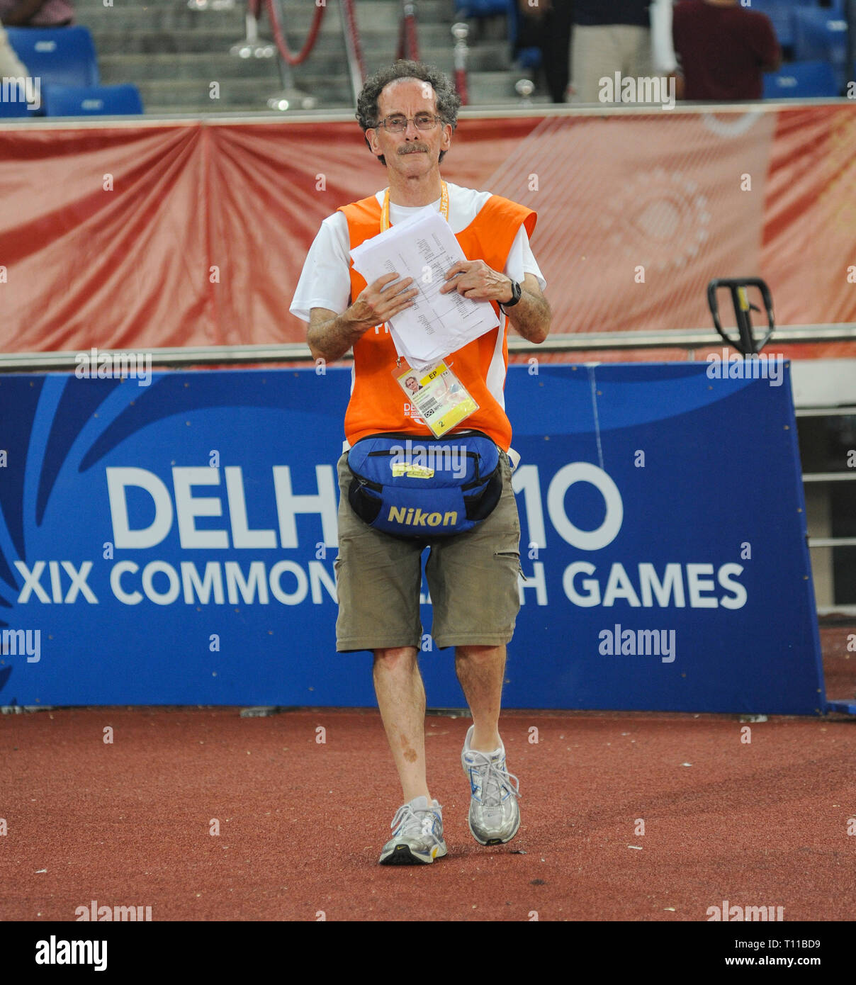 DELHI, INDIA - OCTOBER 10: Mark Sherman work at the Commonwealth Games ...