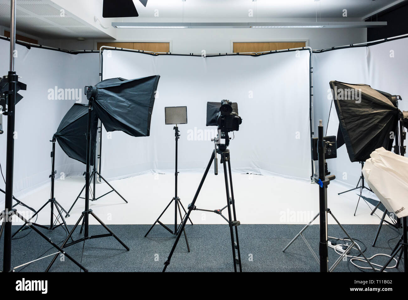 inside a film and tv media studies classroom with a studio, cameras ...
