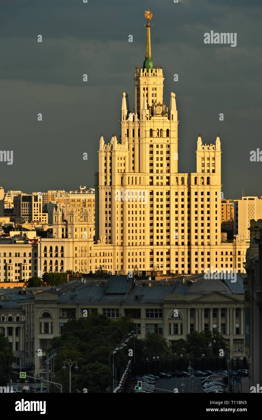 MOSCOW, AUGUST 7, 2018: Tall residential building on Kotelnicheskaya ...