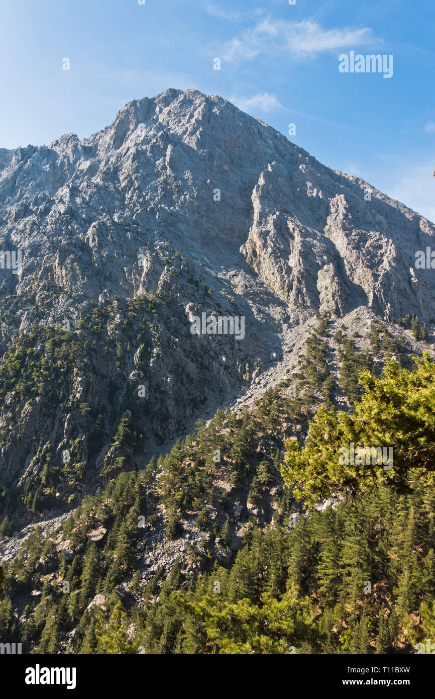 Very high mountain peaks around Samaria gorge, south west part of Crete ...