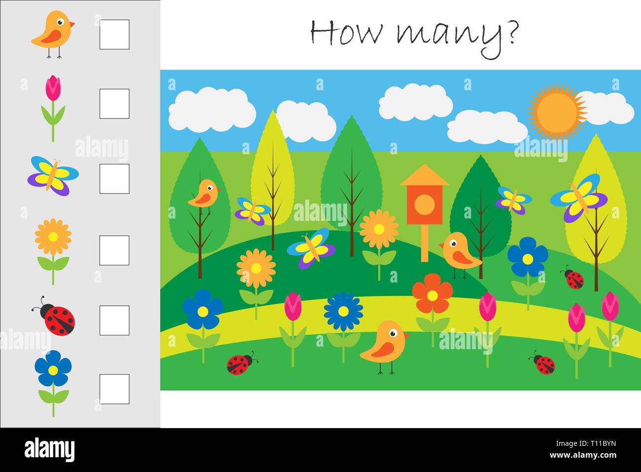 How many counting game with spring picture for kids, educational maths ...