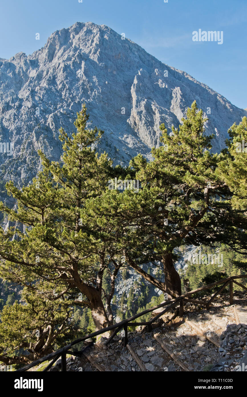 Very high mountain peaks around Samaria gorge, south west part of Crete ...