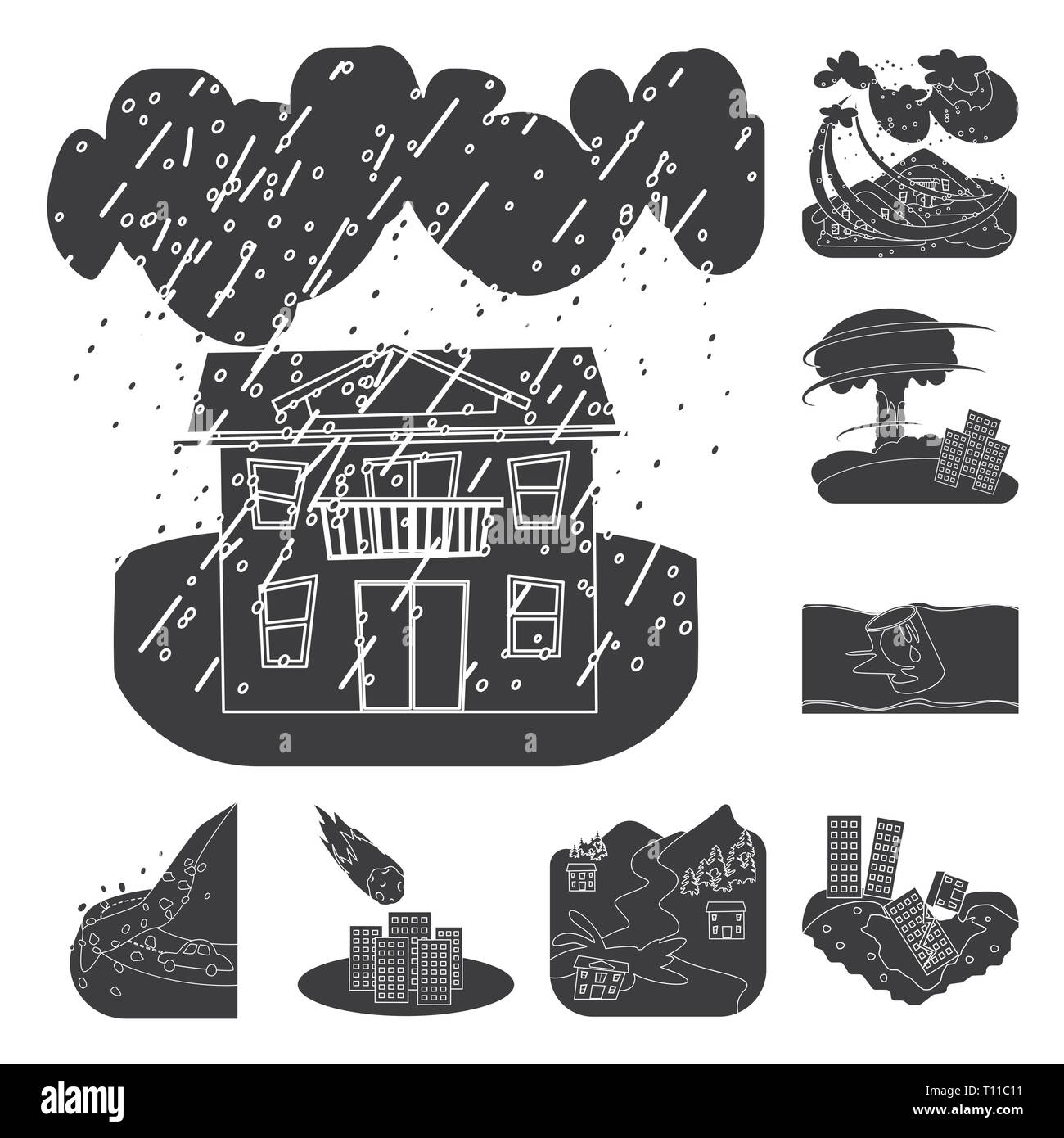 Isolated object of calamity and crash icon. Set of calamity and ...
