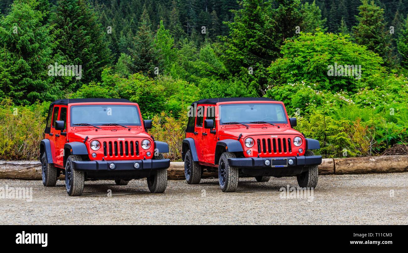 ICY STRAIT, ALASKA - May 30, 2016: The Jeep brand of vehicles has been ...