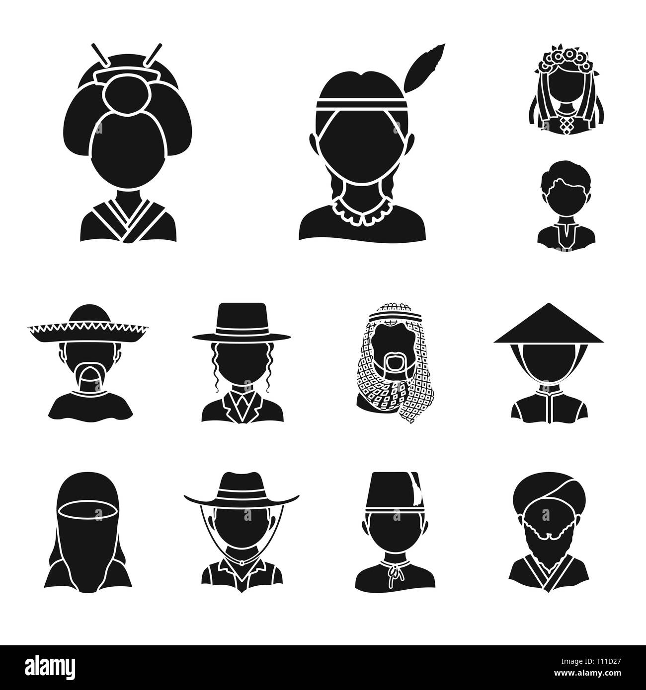 Vector illustration of person and culture sign. Set of person and race ...